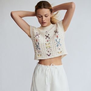 Zara | Tops | Zara Floral Embroidered Knit Top Nwt | Poshmark